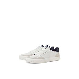 Jack & Jones JACK & JONES Herren Sneaker "JFWMORDEN", Gr. 46wei&szlig;, blau, Lederimitat, Textil, Schuhe, mit Farbeins&auml;tzen
