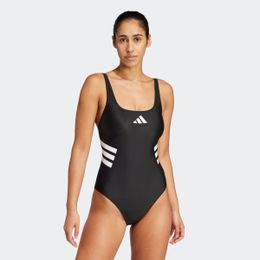 Damen Badeanzug "3-STREIFEN U-BACK", schwarz-wei&szlig;, Gr. 40, adidas Performance, Obermaterial: 78% Polyamid, 22% Elasthan, Badeanz&uuml;ge, sportlicher