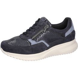 Waldl&auml;ufer Keilsneaker WALDL&Auml;UFER "K-JANKA", Damen, Gr. 4,5 (37,5), dunkelblau, jeansblau, Nubukleder, Textil, Veloursleder, Schuhe Keilsneaker, Schn&uuml;rschuh, Halbschuh, Komfortschuh in Extraweite K