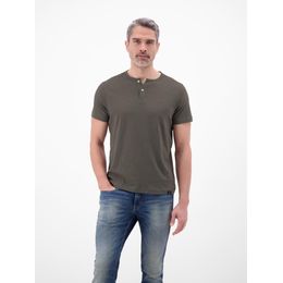 T-Shirt Lerros "T-Shirt mit Rundhalsausschnitt und Knopfleiste", Herren, Gr. 3XL, basalt grau, 100% Baumwolle, Rundhals, Shirts T-Shirt