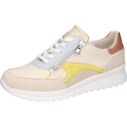 Waldl&auml;ufer Sneaker WALDL&Auml;UFER "K-SUNNY", Damen, Gr. 3,5 (36), creme, pastellfarben, Nappaleder, Nubukleder, Veloursleder, mehrfarbig, Schuhe Sneaker, Bequemschuh, Halbschuh mit seitlichem Rei&szlig;verschluss, K-Weite