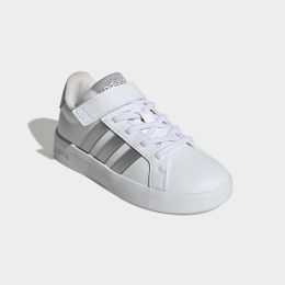 Sneaker adidas Sportswear "GRAND COURT 3.0 SCHUHE F&Uuml;R KINDER", M&auml;dchen, Gr. 33, cloud wei&szlig;, silber metallic, silber metallic, Synthetik, Textil, Schuhe Sneaker, mit Klettverschluss, f&uuml;r Kinder