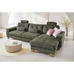 Ecksofa DIE PLANBAR "PP-LA19101 L-Form, Breite 316 cm", forest, B:316cm H:86cm T:177cm, 88% Polyester;12% Polyamid, Sofas, Ecksofa, wahlweise mit Bettfunktion und verstellbaren Kopfst&uuml;tzen, in Cord
