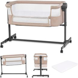 Beistellbett Kinderkraft "Neste Up 2", Baby, Gr. Liegefl&auml;che B/L: 46cm x 81cm, kein H&auml;rtegrad, natur beige, Kunststoff, Polyester, Babybetten Beistellbett