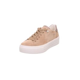 Plateausneaker Legero "LIMA 2.0", Damen, Gr. 43, beige, Glattleder, Veloursleder, unifarben mit Farbeinsatz, Schuhe Plateausneaker, Schn&uuml;rschuh, Halbschuh, Komfortschuh mit herausnehmbarer Einlage