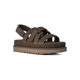 UGG Australia Riemchensandale UGG "GOLDENSTAR GLEAM", Damen, Gr. 11 (42), dunkelgrau, Veloursleder, unifarben, Schuhe Riemchensandale, Plateausandale, Sandalette mit weichem Fu&szlig;bett
