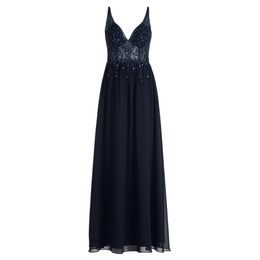 Abendkleid Vera Mont "Abendkleid mit Stickerei", Damen, Gr. 40, EURO, blau (night sky), 100% Polyester PES., Kleider Abendkleid