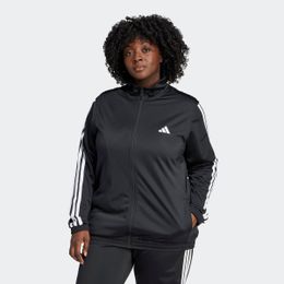 Trainingsjacke adidas Sportswear "TRICOT 3-STREIFEN &ndash; GROSSE GR&Ouml;SSEN", Damen, Gr. 3X, schwarz-wei&szlig; (schwarz, wei&szlig;), Obermaterial: 100% Polyester, Jacken Trainingsjacke