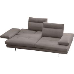 3,5-Sitzer Calia italia "Toby Wing, 228 cm breit, italienisches Designsofa, Megasofa", grau (sabbia quebec), B:228cm H:90cm T:113cm, Synthetische Faser (100% Polyester), Sofas, 3 5-Sitzer, inkl. Sitztiefenverstellung und Armteilfunktion, F&uuml;&szlig;e in Schwarz matt