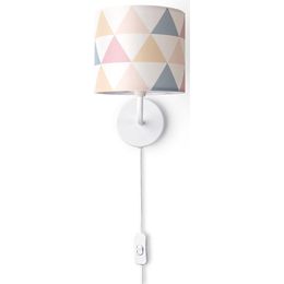 Paco Home Wandleuchte "Luca Delta", wei&szlig;, H: 26,5cm, Leuchten, Wandleuchte Lampenschirm Stoff Wandlampe Dreieck Bunt Textilschirm E14, Wandleuchte