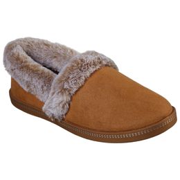 Pantoffel Skechers "COZY CAMPFIRE TEAM TOAST", Damen, Gr. 41, braun, Synthetik, Velourslederimitat, Fellimitat, Schuhe Pantoffel, Hausschuh mit Memory Foam-Ausstattung