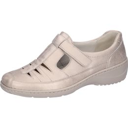 Waldl&auml;ufer Klettschuh WALDL&Auml;UFER "KYA", Damen, Gr. 6,5, hellgrau, Nappaleder, metallic, Basic, Schuhe Klettschuh, Bequemschuh, Halbschuh mit Klettverschluss, in Komfortweite K
