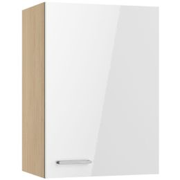 H&auml;ngeschrank KOCHSTATION "KS-Lucy", wei&szlig; glanz, eiche hell, B:50cm H:70,4cm T:34,6cm, Schr&auml;nke, H&auml;ngeschrank, Breite 50 cm, mit 1 T&uuml;r, 2 Einlegeb&ouml;den, Soft-Close