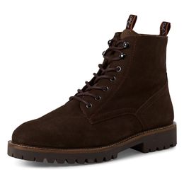 Herren Schn&uuml;rboots, MARCO TOZZI by GMK, Gr. 41, braun, Nubukleder, unifarben, Schuhe, Blockabsatz, Schn&uuml;rstiefelette mit praktischem