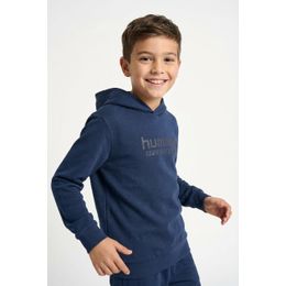 Kapuzensweatshirt Hummel, M&auml;dchen, Gr. 146/152, blau (marineblaus), Obermaterial: 60% Baumwolle, 40% Polyester, normal, Rundhals, Sweatshirts Kapuzensweatshirt