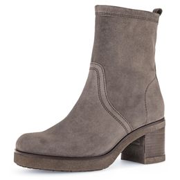 Stiefelette Gabor "Milano", Damen, Gr. 36, grau (taupe), Veloursleder, Schuhe Stiefelette, Blockabstz, Komfortschuh in Bequemweite G (= weit)