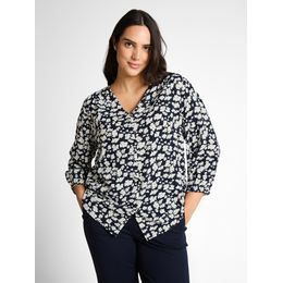 Tom Tailor Women + Bluse Damen Gr&ouml;&szlig;e 6XL dunkelblau / wei&szlig;