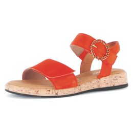 Keilsandalette Gabor "RHODOS", Damen, Gr. 39, orange, Ziegenveloursleder, unifarben, Schuhe Keilsandalette, Riemchensandale, Komfortschuh, Sommerschuh mit h&uuml;bscher Zierschnalle