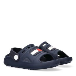 Badesandale Tommy Hilfiger, M&auml;dchen, Gr. 34, blau, Gummi, Synthetik, Schuhe Badesandale, Badeschuh, Clog mit schwenkarem Riemchen