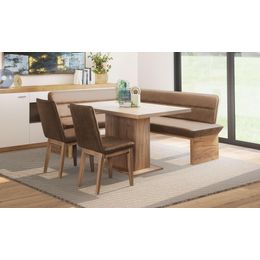 Eckbankgruppe OTTO HOME "Beluna + Cross Essecke Sitzgruppe Eckbank K&uuml;chenbank BESTSELLER", braun (cognac), B:210cm H:89cm T:169cm, FSC-zertifizierter Holzwerkstoff, FSC-zertifiziertes Massivholz, Polyester, Sitzm&ouml;bel-Sets, Eckbankgruppe, Sitzgruppe Esszimmer St&uuml;hle Tisch und Bank bequem gepolstert