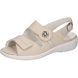 Waldl&auml;ufer Sandale WALDL&Auml;UFER "KARA Soft", Damen, Gr. 8 (42), creme, Nappaleder, Textil, unifarben, Basic, Schuhe Sandale, Sommerschuh, Keilsandalette mit Orthotritt-Funktion, Extraweite K