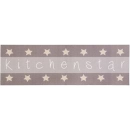 K&uuml;chenl&auml;ufer "KITCHEN STAR, Made in Belgium", grau, B:45cm H:5mm L:145cm, Polyamid, PRIMAFLOR-IDEEN IN TEXTIL, Teppiche, K&uuml;chenl&auml;ufer, mit Schriftzug & Motiv Sterne, rutschhemmend, waschbar, K&uuml;che