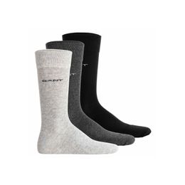 Kurzsocken Gant "Socken 3er Pack", Herren, Gr. 43-45, bunt (schwarz, grau), Obermaterial: 73% Baumwolle CO. 24% Polyamid PA. 2% Elasthan EL. 1% Polyester PES., Socken