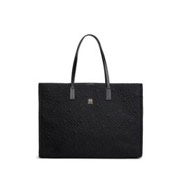 Tragetasche Tommy Hilfiger "TH CITY TOTE MONO NYLON", Damen, Gr. B/H/T: 43cm x 31cm x 17cm, schwarz, Textil, Taschen Tragetasche, Damen Schultertasche, Businesstasche mit TH-Logoemblem