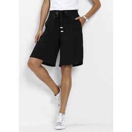 Bermudas bonprix, Damen, Gr. 38, N-Gr, schwarz, Web, Obermaterial: 100% Viskose, loose fit, Hosen Bermudas, aus Viskose, mit elastischem Bund, Loose Fit, sportlicher Stil