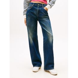 Straight-Jeans Tommy Jeans "MIA MR RLXD STR CBF DI2153", Damen, Gr. 27, L&auml;nge 32, blau (denim schwarz), Denim/Jeans, Obermaterial: 99% Baumwolle, 1% Elasthan, unifarben, relaxed fit, Jeans Straight-Jeans