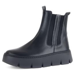 Chelseaboots Gabor, Damen, Gr. 40, schwarz, Elastischer Einsatz, Kalbsleder, unifarben, Schuhe Chelseaboots, Plateau, Schlupfboots, Stiefelette mit zwei Anziehlaschen
