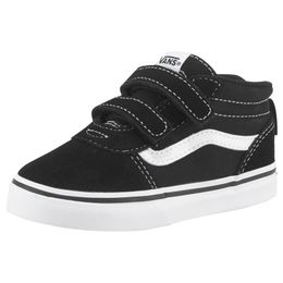 Sneaker Vans "Ward Mid V", M&auml;dchen, Gr. 26, schwarz-wei&szlig; (schwarz, wei&szlig;), Leder, Textil, unifarben mit Farbeinsatz, Schuhe Sneaker, f&uuml;r Kinder mit Klettverschluss