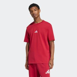 T-Shirt adidas Sportswear "ESSENTIALS SMALL LOGO SINGLE JERSEY", Herren, Gr. 3XL, active maroon, wei&szlig;, Obermaterial: 100% Baumwolle, normal, Rundhals, Shirts T-Shirt, sportliches Kurzarmshirt, mit Rundhalsausschnitt