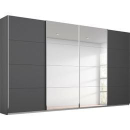 Schwebet&uuml;renschrank Rauch "Kleiderschrank Schrank Garderobe W&auml;scheschrank Ankleide SYNCRONO", grau (graumetallic, spiegel), B:361cm H:230cm T:62cm, Holzwerkstoff, Schr&auml;nke, Schwebet&uuml;renschrank, Mittelt&uuml;ren mit praktischer Synchron-&Ouml;ffnung MADE IN GERMANY