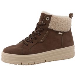 Winterboots Tom Tailor, Damen, Gr. 38, braun, Textil, Veloursleder, Schuhe Winterboots, High Top Sneaker, Schn&uuml;rboots mit Warmfutter