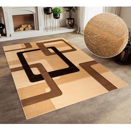 Teppich OTTO HOME "Maxim" Gr. 3, braun (braun, beige), B:120cm H:13mm L:170cm, Kunstfaser, Teppiche, Teppich, Hoch-Tief-Effekt, Kurzflor, 3D-Design, Kundenliebling
