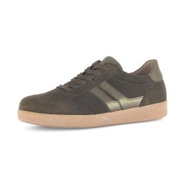 Sneaker Gabor, Damen, Gr. 36, gr&uuml;n (oliv), Glattleder, Veloursleder, unifarben, Schuhe Sneaker, Freizeitschuh, Halbschuh, Schn&uuml;rschuh mit gepolstertem Schaftrand