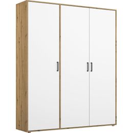 Kleiderschrank Rauch "VOYAGER Garderobe W&auml;scheschrank TOPSELLER Schlafzimmer", wei&szlig; (eiche artisan, alpinwei&szlig;, griffe graumetallic), B:140cm H:194cm T:53cm, Holzwerkstoff, Schr&auml;nke, Kleiderschrank, mit 2 modernen Griffvarianten, viel Stauraum MADE IN GERMANY