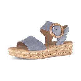 Keilsandalette Gabor, Damen, Gr. 41, jeansblau, Ziegenveloursleder, unifarben, Schuhe Keilsandalette, Riemchensandale, Sommerschuh mit modischer Zierschnalle