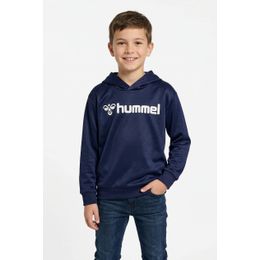 Kapuzensweatshirt Hummel "HMLLOGO HOODIE KIDS", M&auml;dchen, Gr. 140, marine, Obermaterial: 100% Polyester, Sweatshirts Kapuzensweatshirt, f&uuml;r Kinder