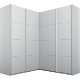 Schwebet&uuml;renschrank Rauch "Schrank Garderobe Eckkleiderschrank QUADRA Front in Dekor/Hochglanz", grau (seidengrau), B:181cm H:210cm T:187cm, Holzwerkstoff, Schr&auml;nke, Schwebet&uuml;renschrank, extra gro&szlig;er Eckschrank inkl. Schubladeneinsatz MADE IN GERMANY