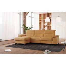Sit & More Ecksofa SIT & MORE "Astoria L-Form", gelb (dijon), B:260cm H:91cm T:175cm, 100% Polyester, Sofas, Ecksofa, wahlweise mit motorischer Relaxfunktion