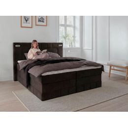 Boxbett OTTO HOME "PHILLIPA inkl. Bettkasten, wahlweise mit LED-Leuchten, Breite: 180cm", schwarz, B:195cm L:210cm, Holz teilmassiv, Holzwerkstoff, Spanplatte, Komplettbetten, Boxbett, inkl. Kaltschaum-Topper, in verschiedenen Farben erh&auml;ltlich
