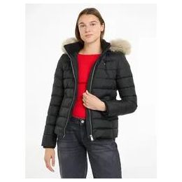 Tommy Hilfiger Steppjacke TOMMY JEANS "TJW BASIC HOODED DOWN JACKET EXT", Damen, Gr. XL (42), schwarz, Web, Obermaterial: 100% Polyester. Futter: 100% Polyester. Wattierung: 70% Daunen, 30% Federn, unifarben, regular fit h&uuml;ftlang, eingesetzt B&uuml;ndchen, Jacken Steppjacke, mit Logostickerei