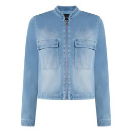 Jeansblazer Zero "Jeansjacke mit Rei&szlig;verschluss", Damen, Gr. 38, blau (blau denim), Obermaterial: 76% Baumwolle CO. 20% Polyester PES. 4% Elasthan EL., Blazer Jeansblazer