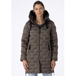 Steppjacke LPO "MARA II LONG", Damen, Gr. 36 (S), braun, 100% Polyester, mit Gummizug, Jacken Steppjacke, auch in Gro&szlig;en Gr&ouml;&szlig;en erh&auml;ltlich