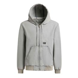 Outdoorjacke Khujo "Outdoorjacke Rhiis", Damen, Gr. M, grau (light grau), Obermaterial: 100% Baumwolle CO., gerade, hoch geschlossener Ausschnitt, Rippstrickb&uuml;ndchen, Jacken Outdoorjacke, Herren &Uuml;bergangsjacke im Denim-Look