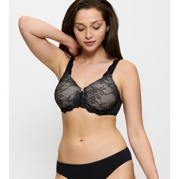 Minimizer-BH Triumph "Contouring Sensation W01", Damen, Gr. 90, Cup F, schwarz, Microtouch, Obermaterial: 74% Polyamid, 25% Elasthan (LYCRA), 1% Viskose, BHs Minimizer-BH, verkleinert die Brust optisch um eine Cup-Gr&ouml;&szlig;e, florale Spitze