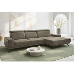 Ecksofa DIE PLANBAR "PN-EM22041 L-Form", grau (alu), B:335cm H:89cm T:188cm, Sofas, Ecksofa, wahlweise motorisches Canape oder Sitztiefenverstellung