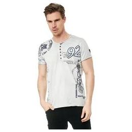 T-Shirt Rusty Neal, Herren, Gr. 3XL, grau (hellgrau, schwarz), 100% Baumwolle, bedruckt, normal, ohne Ausschnitt, Shirts T-Shirt, mit seitlichem Print